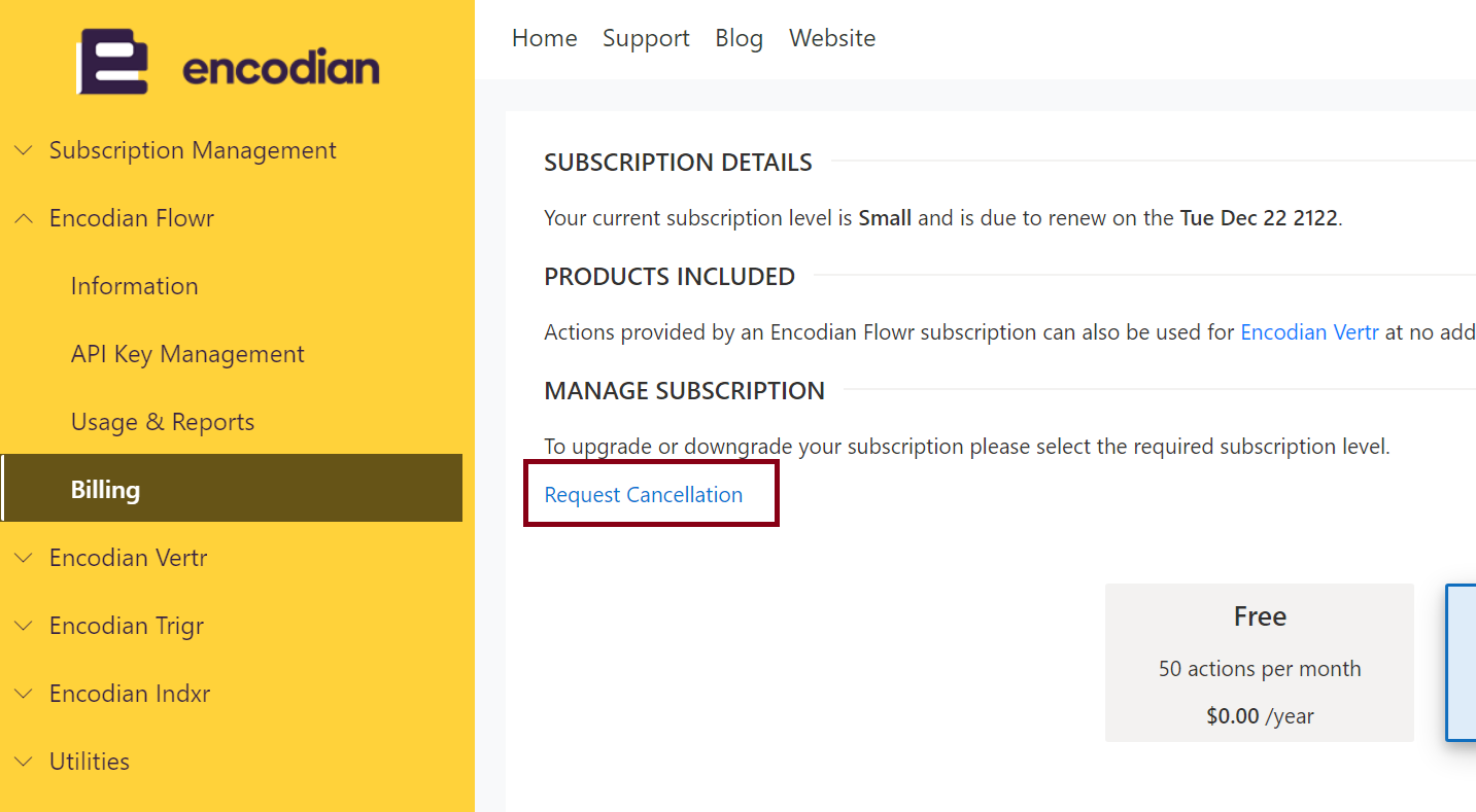 Cancelling A Subscription Encodian Customer Help