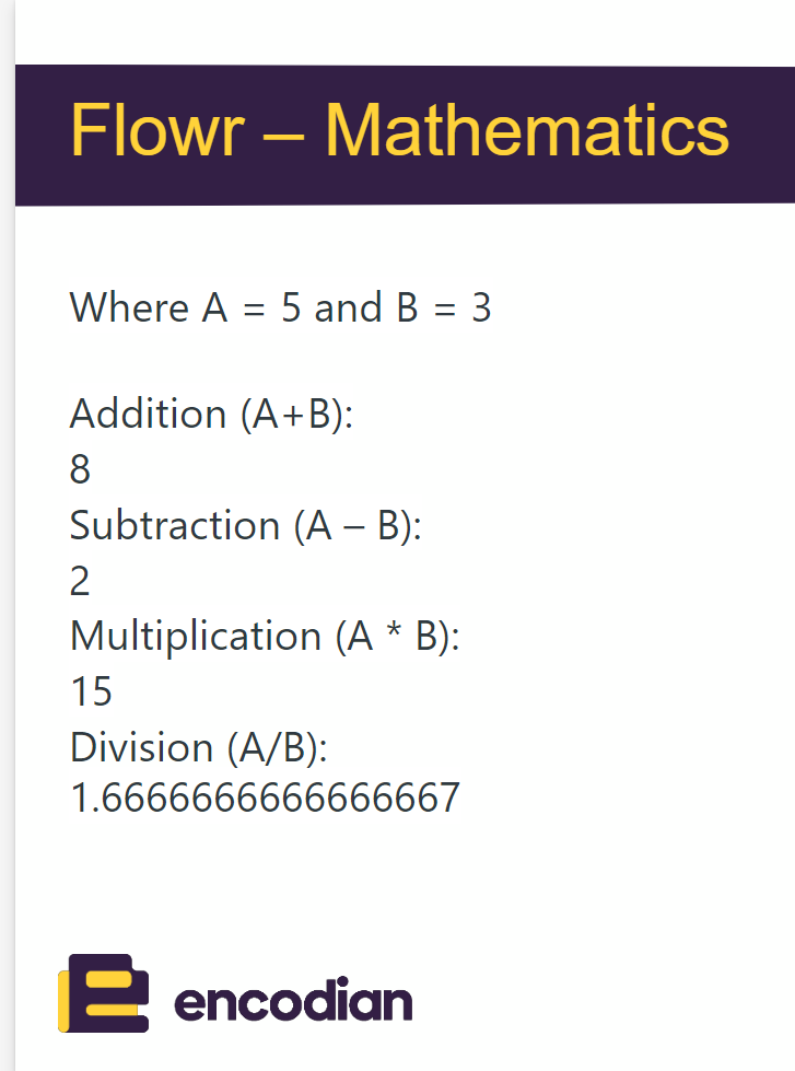 Mathematics Encodian Customer Help