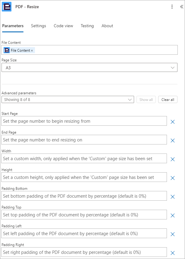 Pdf Resize Encodian Customer Help